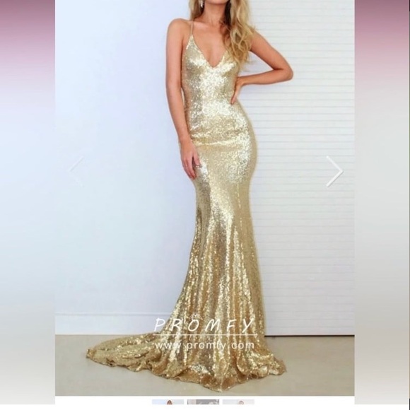 promfy | Dresses | Gold Prom Formal Dress | Poshmark